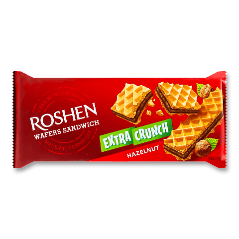 Вафлі Roshen Wafers Sandwich Extra Crunch Hazelnut, 142г – купити в ...